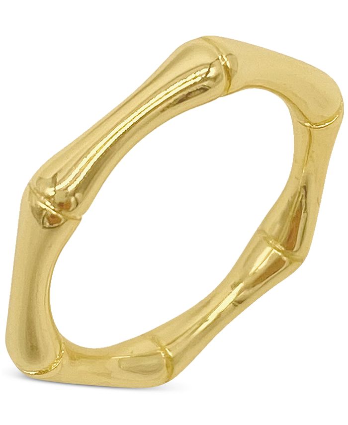 ADORNIA Gold-Tone Water-Resistant Bamboo Band Ring - Macy's