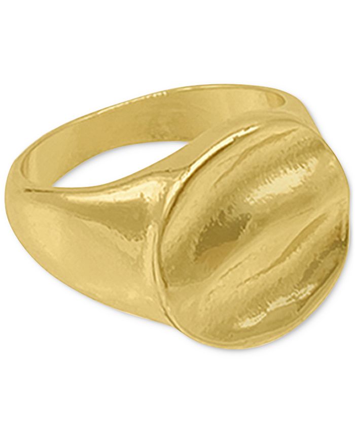 ADORNIA 14k Gold-Plated Ripple Signet Ring - Macy's