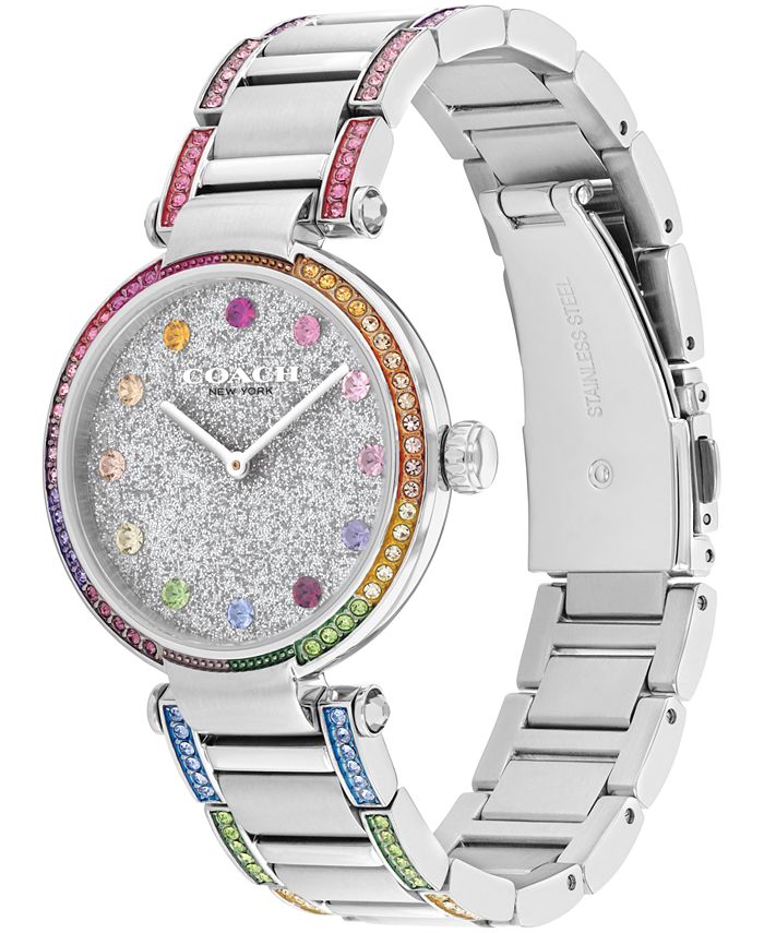 COACH Women's Cary Rainbow Silver-Tone Stainless Steel Bracelet Watch ...