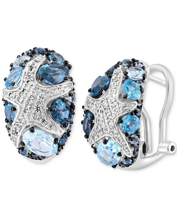 EFFY Collection EFFY® Multi-Gemstone Starfish Hoop Earrings (3-3/4 ct ...