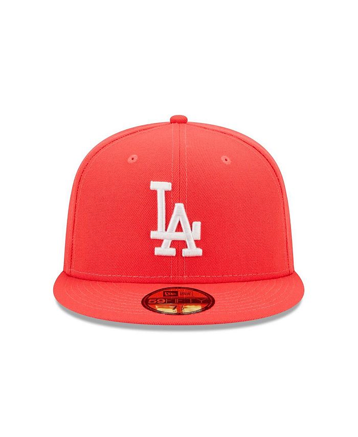 New Era Men's Red Los Angeles Dodgers Lava Highlighter Logo 59FIFTY ...