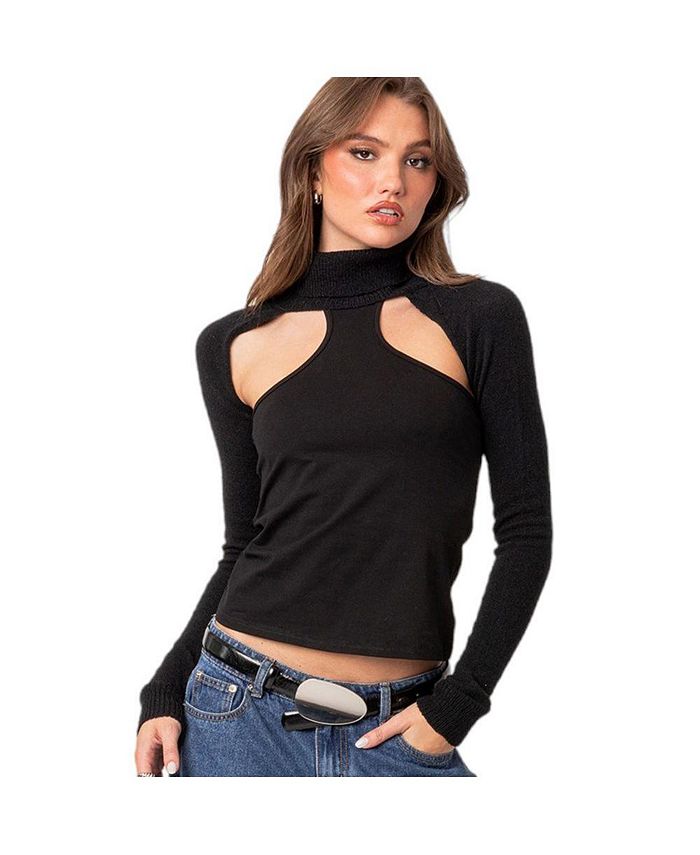 Edikted Women's Turtle neck shrug sweater - Macy's