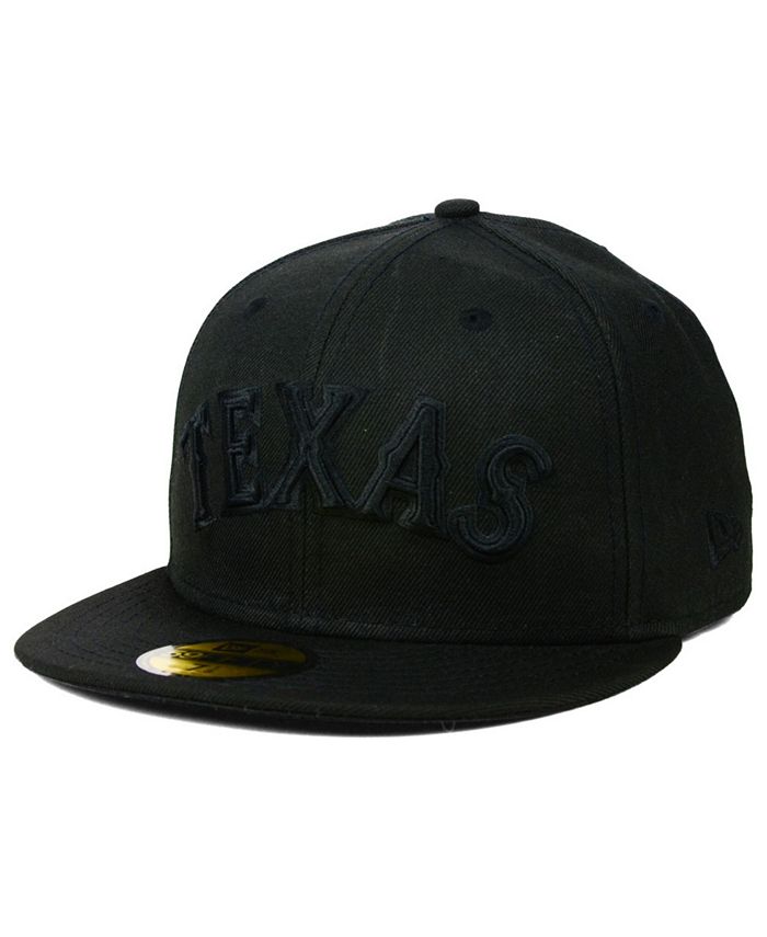 New Era Texas Rangers Black on Black 59FIFTY Cap - Macy's