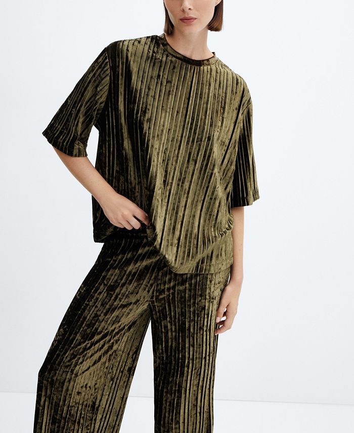 MANGO Women's Straight Velvet Pants - Macy's