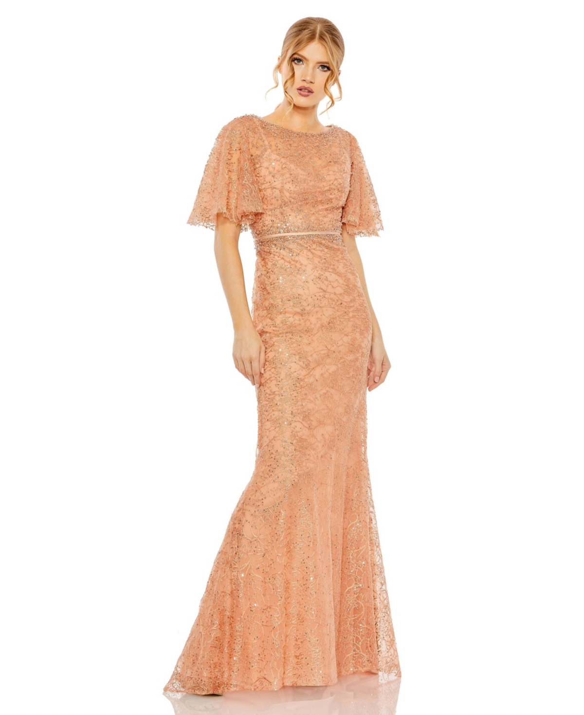 Click here for Mac Duggal Embellished Neck Butterfly Sleeve Trump... prices