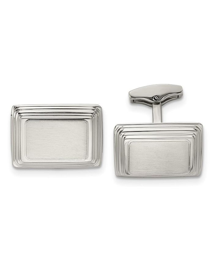 Chisel Stainless Steel Brushed and Polished Rectangle Cufflinks - Macy's