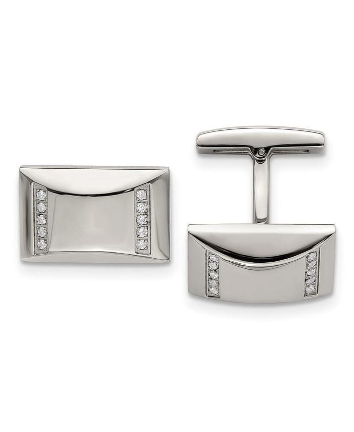 Chisel Stainless Steel Polished Cubic Zirconia Rectangle Cufflinks - Macy's