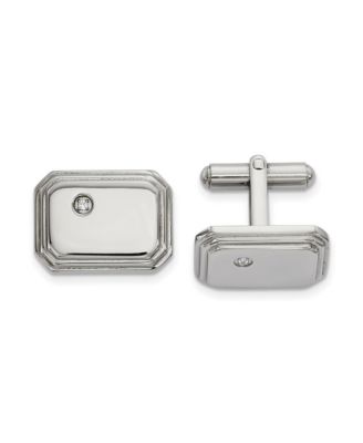 Chisel Stainless Steel Polished Cubic Zirconia Cufflinks - Macy's