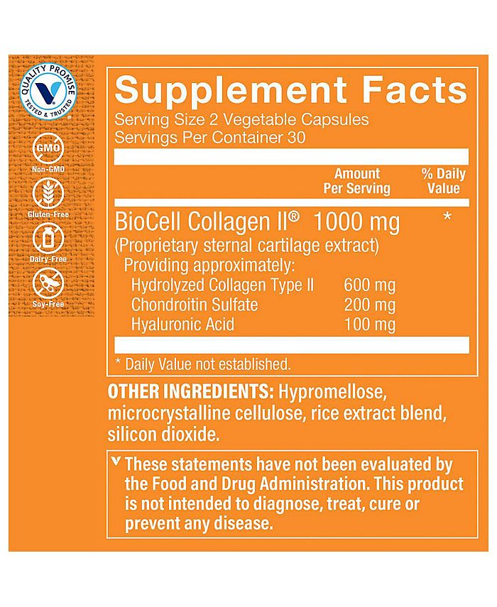 The Vitamin Shoppe BioCell Collagen II with Hyaluronic Acid - Skin ...