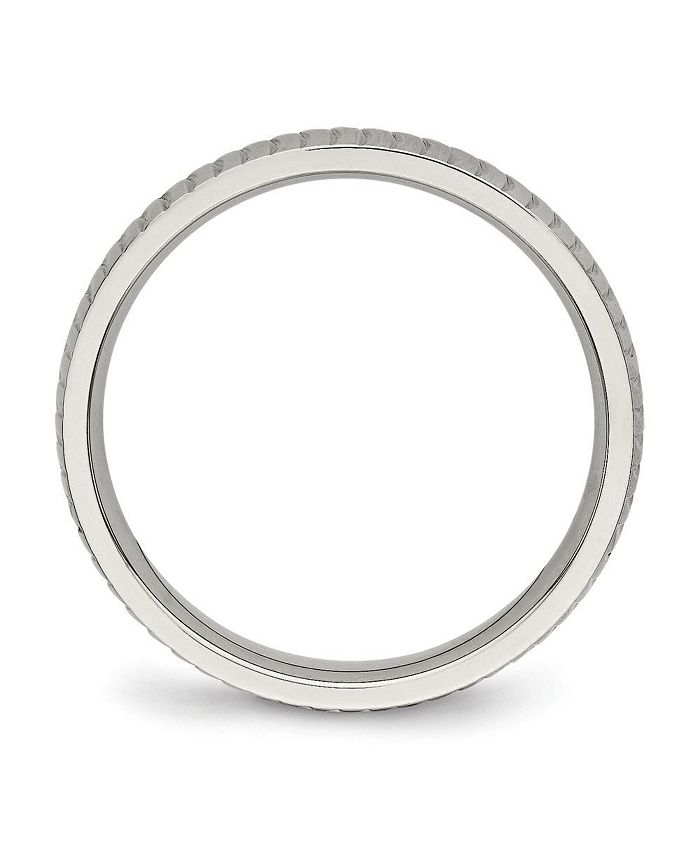 Chisel Stainless Steel Polished and Textured 4mm Band Ring - Macy's