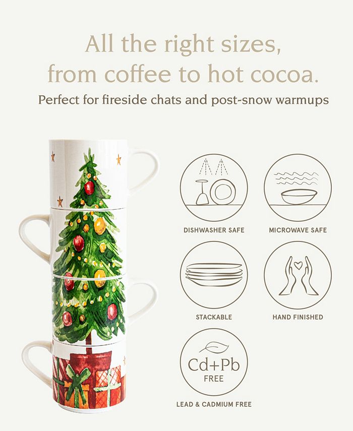 over&back Christmas Tree Stackable Mugs, Set of 4 - Macy's