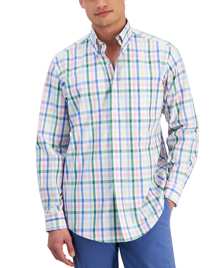 Club Room Men's Regular-Fit Multicolor Plaid Dress Shirt, Created for ...