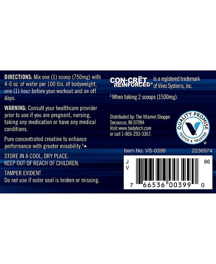 BodyTech Creatine HCL Powder - Highly Water Soluble & Bioavailable ...