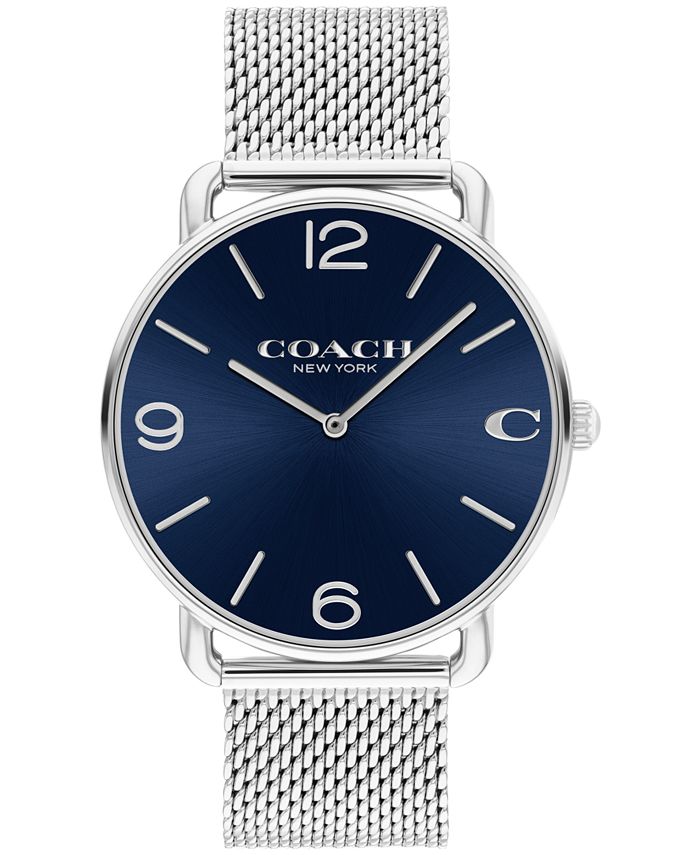 COACH Unisex Elliot Silver-Tone Stainless Steel Mesh Bracelet Watch ...