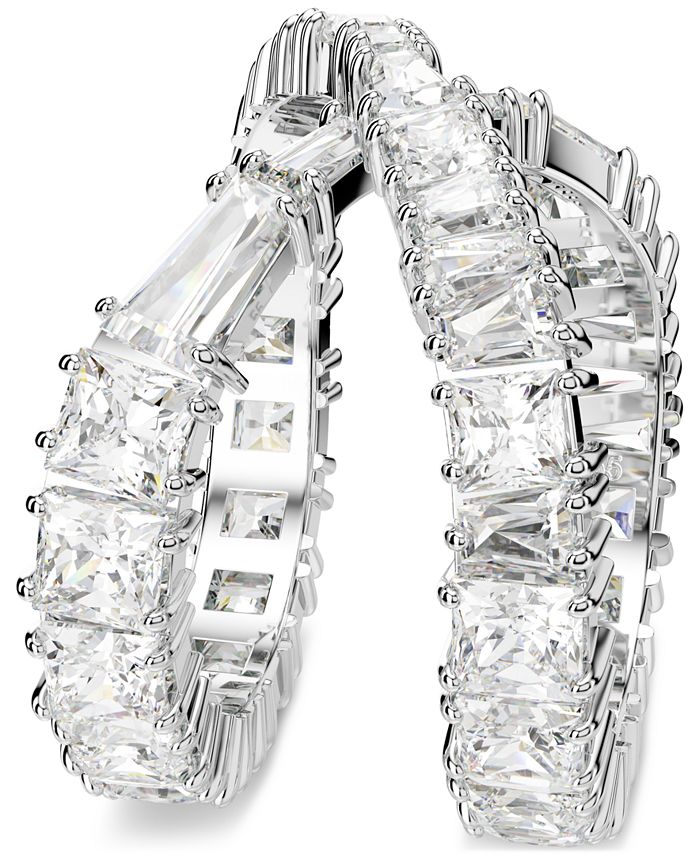 Swarovski Rhodium-Plated Square Crystal Infinity Ring - Macy's