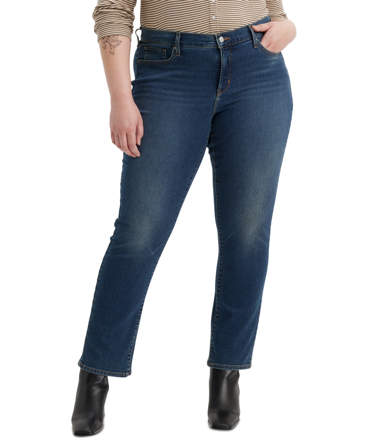 Levis Trendy Plus Size 314 Mid-Rise Shaping Straight-Leg Jeans - Zealous Blue