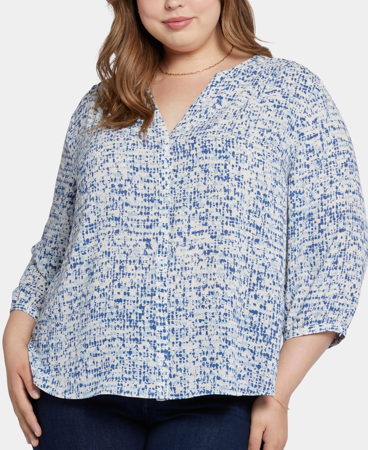 Click here for Nydj Plus Size Pintuck Blouse - Waterfall Ice prices