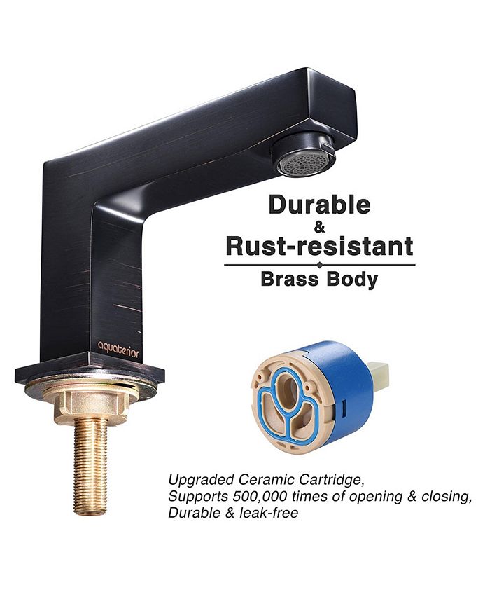 Aquaterior Rectangle Bathroom Sink Ceramic Countertop Basin with Faucet ...