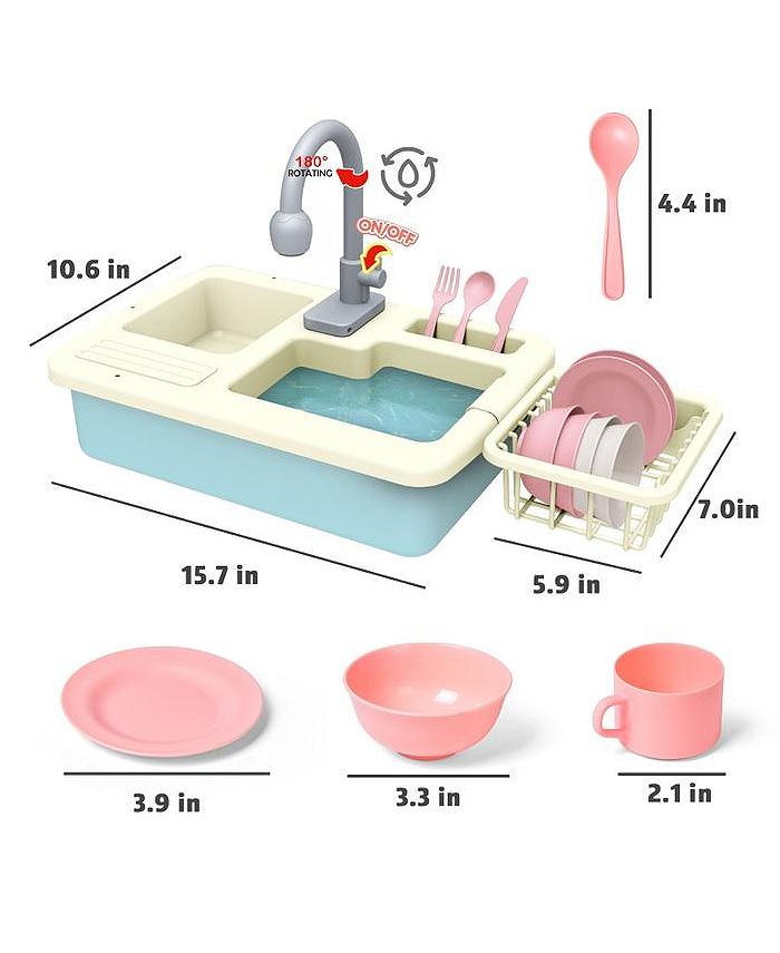 Fun Little Toys Kids' Pretend Play Kitchen Sink Toys Set of 31 Pieces ...