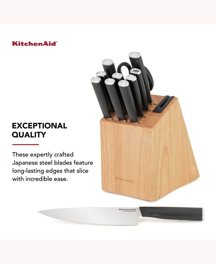 KitchenAid Japanese Steel Classic 12 Piece Knife Block Set with Built ...