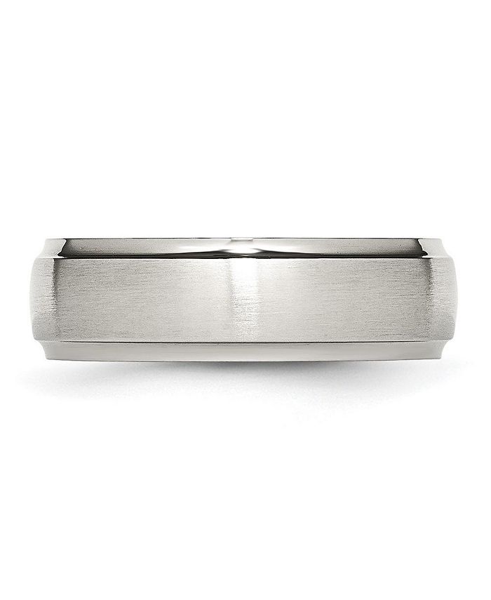 Chisel Stainless Steel Polished Brushed Center 7mm Edge Band Ring - Macy's