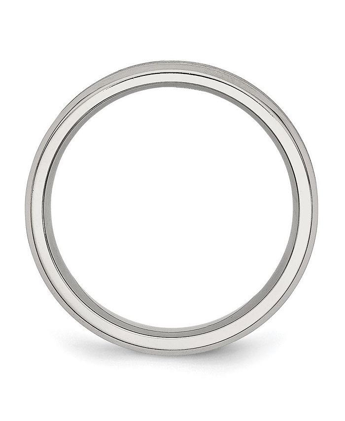 Chisel Stainless Steel Brushed Polished Concave 6mm Edge Band Ring - Macy's