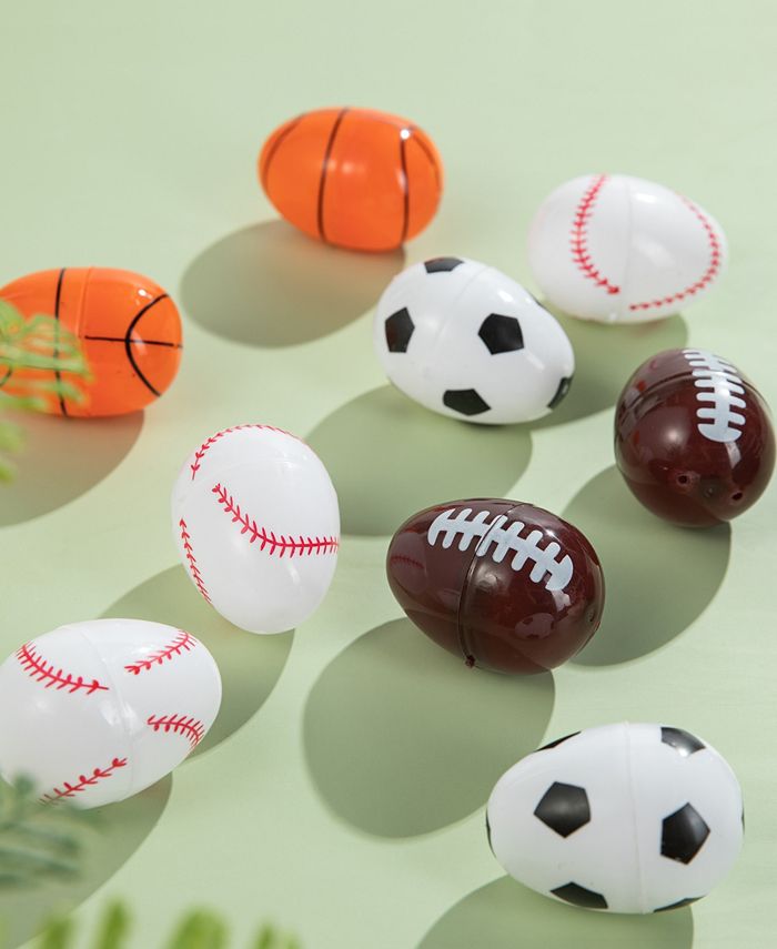 Glitzhome 48 Pack 2.25" H Easter Plastic Fillable Sports Eggs, 12 of ...