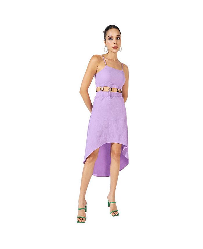 Campus Sutra Women's Lavender Solid Cutout Dress - Macy's