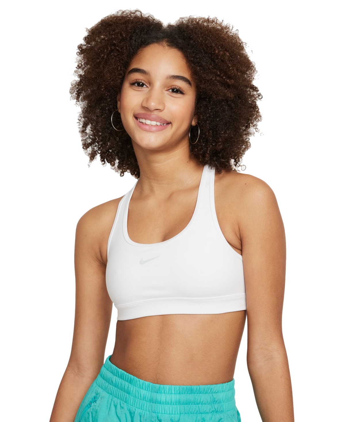 Nike Big Girls Swoosh Sports Bra - White/pure Platinum