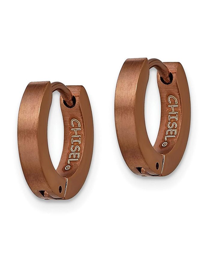 Chisel Stainless Steel Brushed Brown plated Hinged Hoop Earrings - Macy's