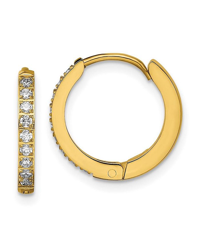 Chisel Stainless Steel Yellow plated Crystal Hinged Hoop Earrings - Macy's
