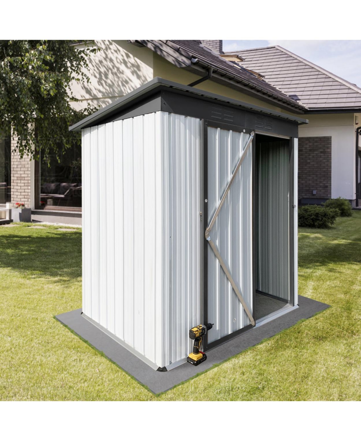 Simplie Fun Metal garden sheds 5ftx3ft outdoor storage sheds - White ...