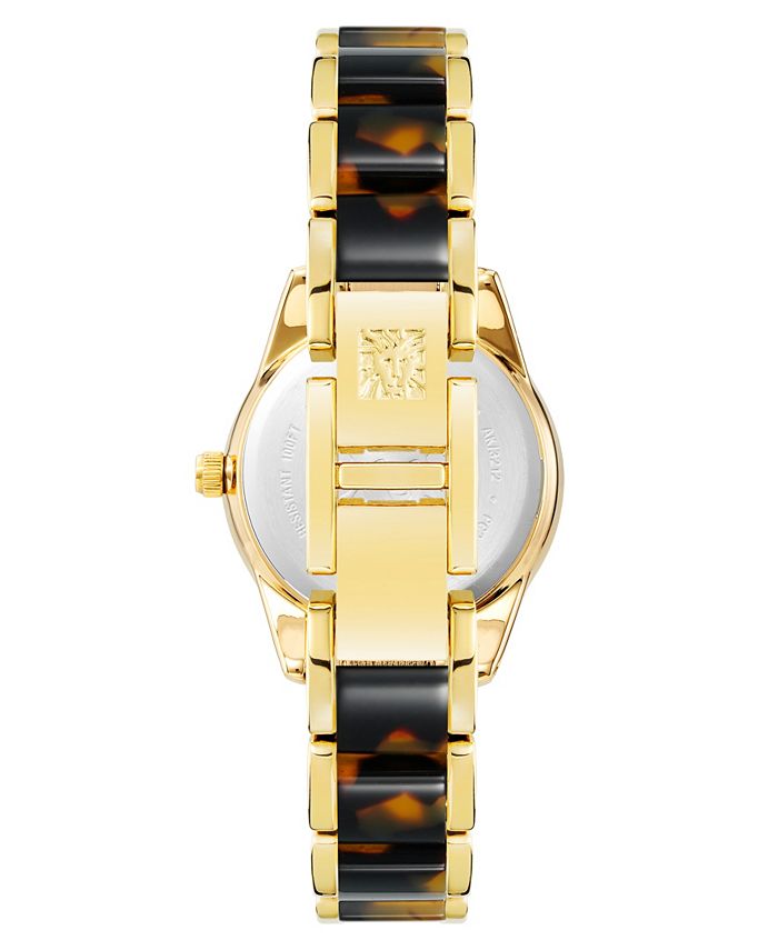 Anne Klein Women's Quartz Gold-Tone Alloy and Tortoise Acetate Watch ...