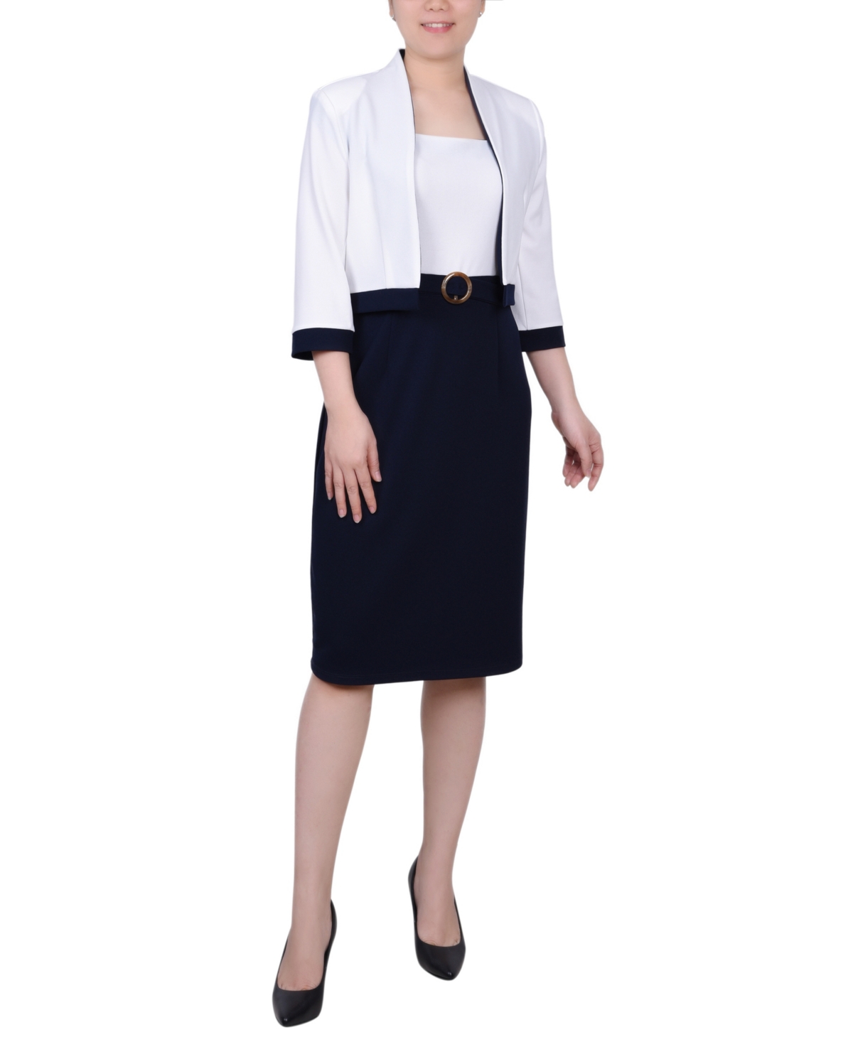 Click here for Ny Collection Womens 3/4 Sleeve Colorblocked Dress... prices