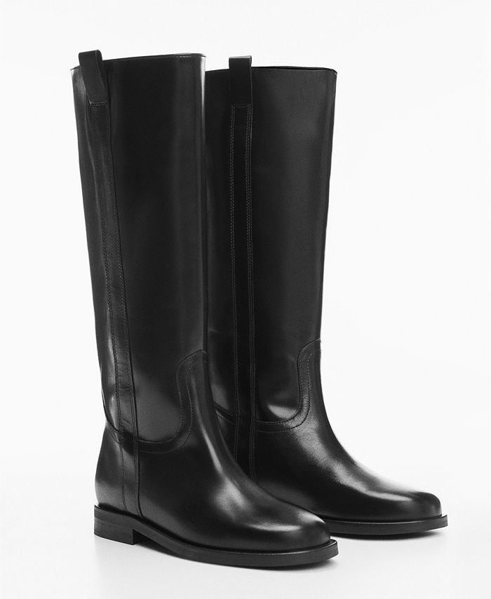 MANGO Women's Leather High-Leg Boots - Macy's
