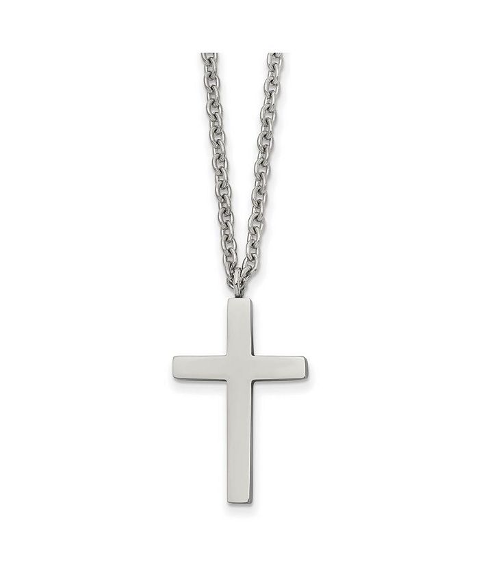 Chisel Polished 25mm Cross Pendant on a 18 inch Cable Chain Necklace ...