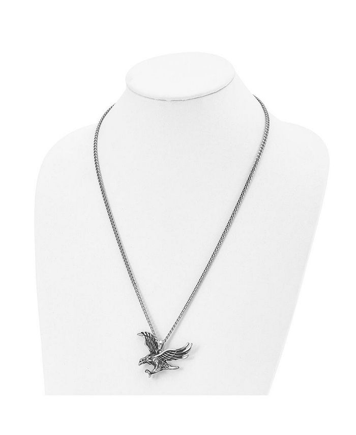 Chisel Antiqued and Polished Eagle Pendant on a Curb Chain Necklace ...