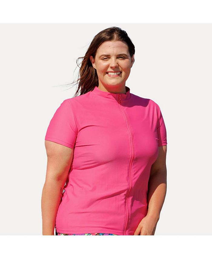 Calypsa Plus Size Full-Zip Adele Swim Top - Macy's