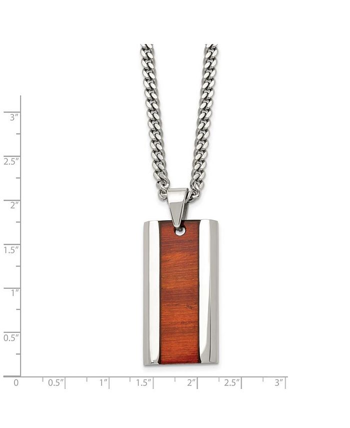 Chisel Red Koa Wood Inlay Enameled Pendant Curb Chain Necklace - Macy's