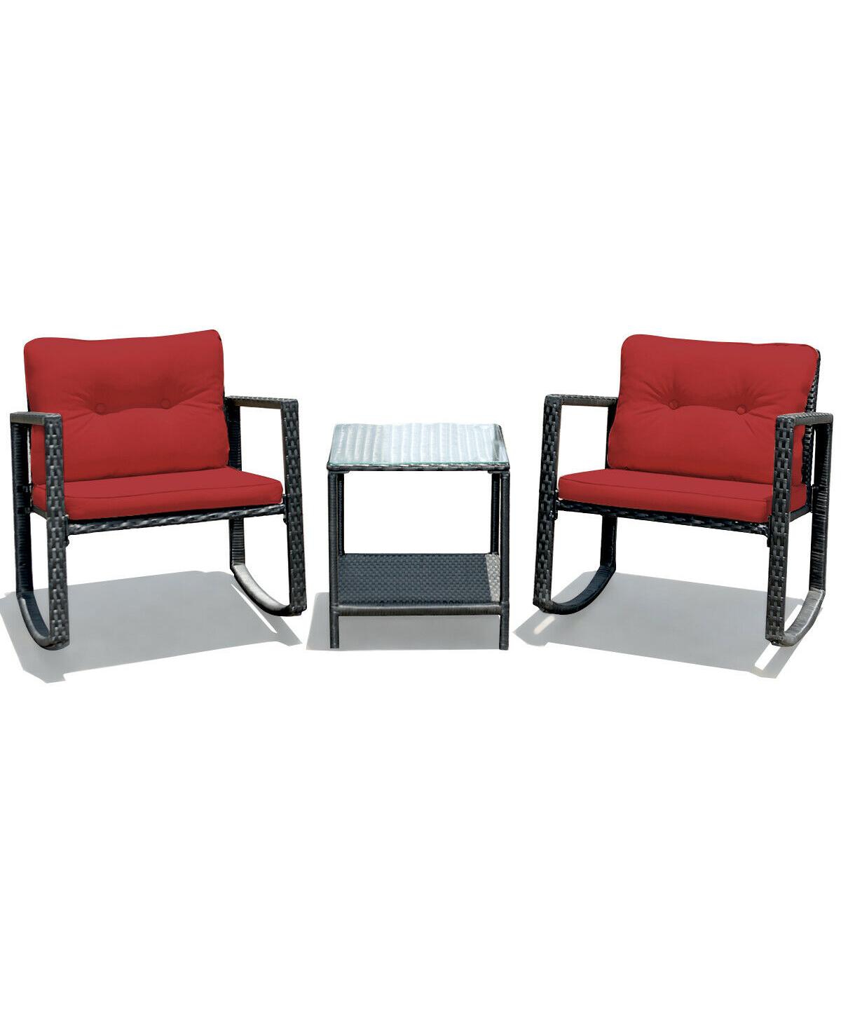 Click here for 3 Pcs Wicker Rocking Bistro Set with Glass Coffee... prices