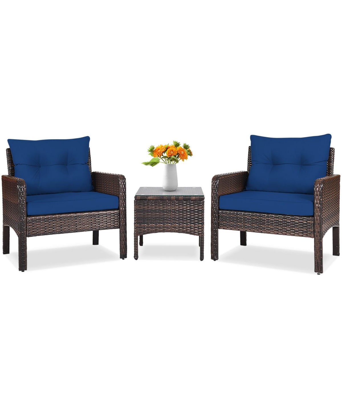 Click here for 3 Pcs Outdoor Patio Rattan Conversation Set with S... prices