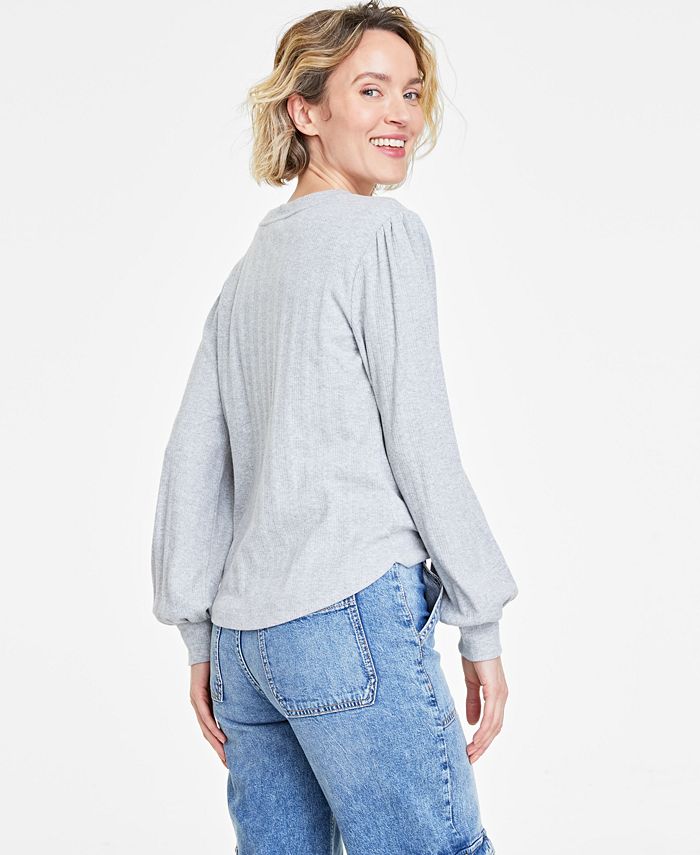 On 34th Women's Pointelle-Rib Long-Sleeve Top, Created for Macy's - Macy's