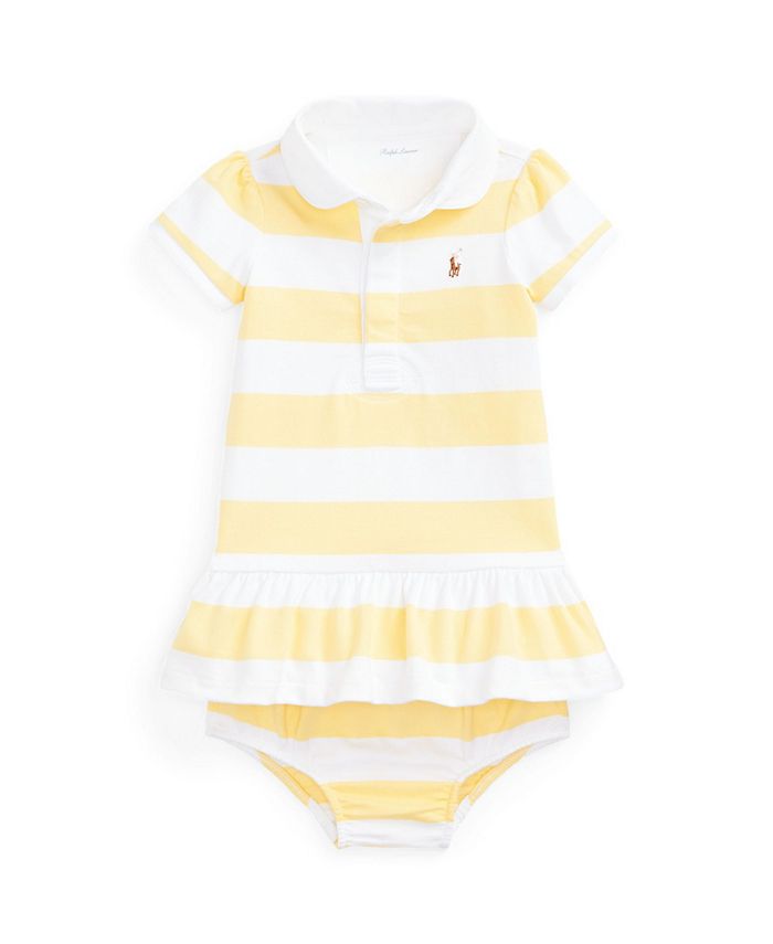 Polo Ralph Lauren Baby Girls Striped Cotton Rugby Dress and Bloomer Set ...