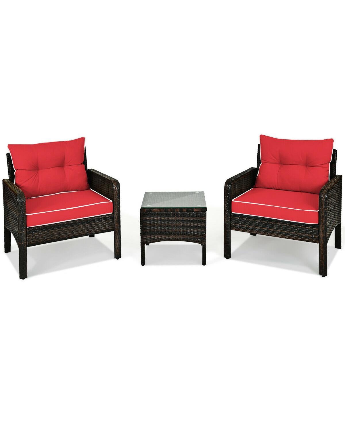 Click here for 3 Pcs Outdoor Patio Rattan Conversation Set with S... prices