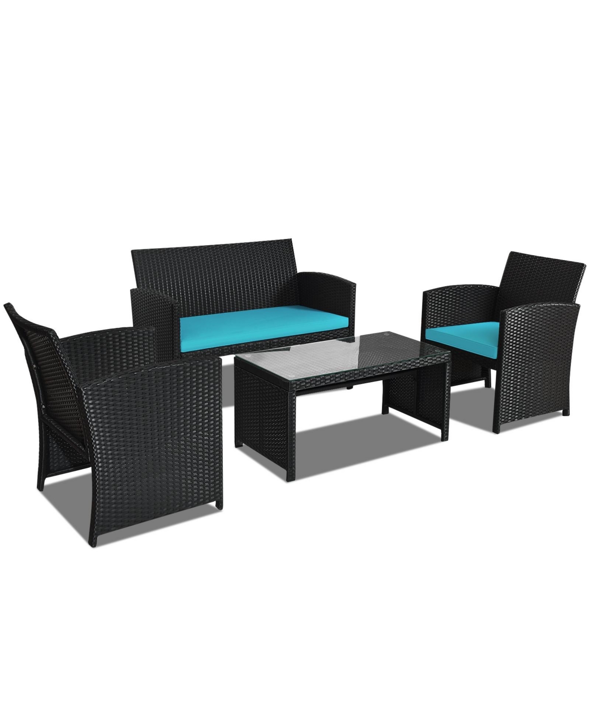 Click here for 4 Pieces Rattan Patio Furniture Set with Weather R... prices