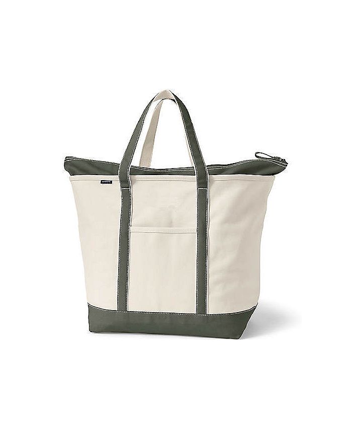 Lands' End Extra Large Natural 5 Pocket Zip Top Canvas Tote Bag - Macy's