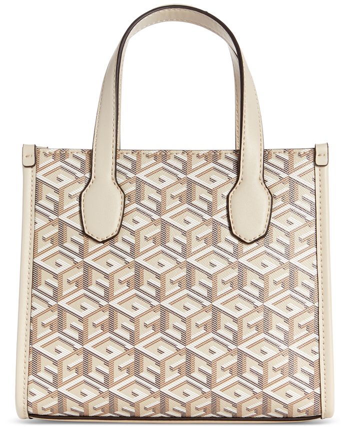 GUESS Silvana G Cube Monogram Mini Double Compartment Crossbody Tote ...