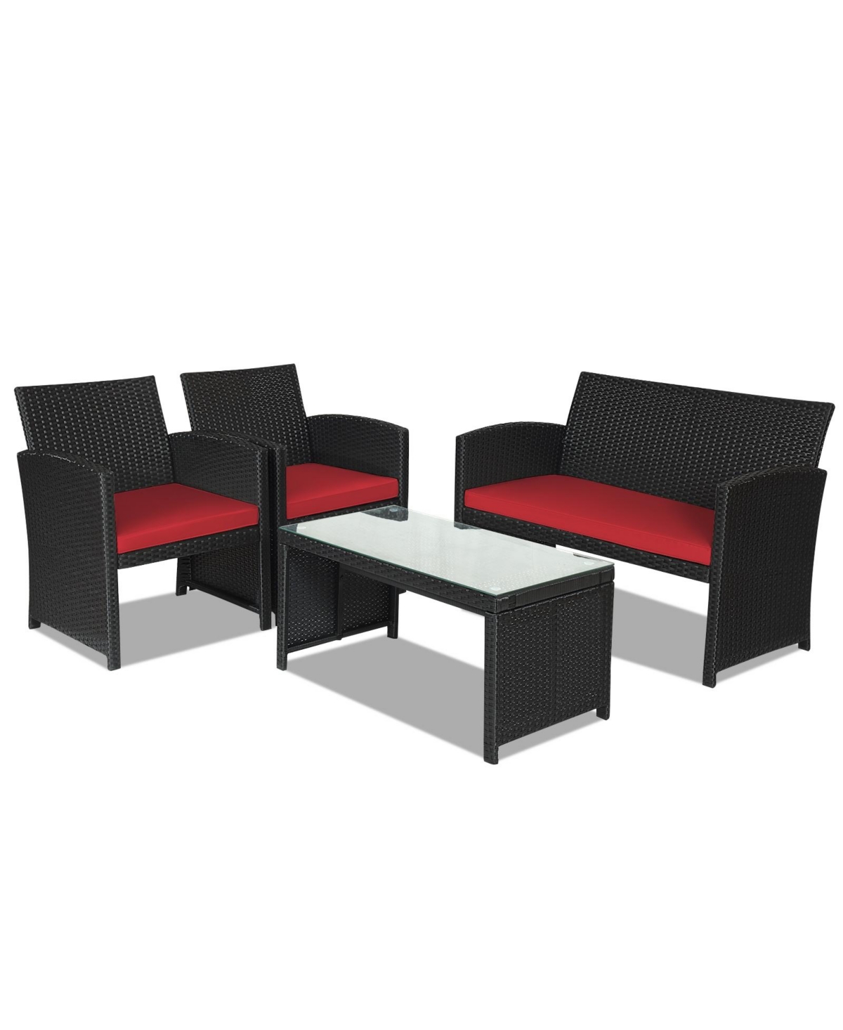Click here for 4 Pieces Rattan Patio Furniture Set with Weather R... prices