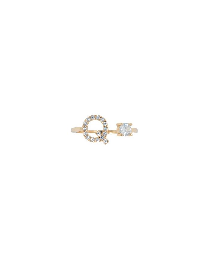 KC Chic Designs Crystal Initial Adjustable Gold-Tone Ring - Macy's