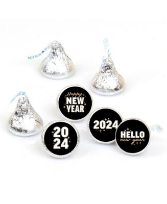 Hello New Year - 2024 NYE Party Round Candy Sticker Favors (1 sheet of ...